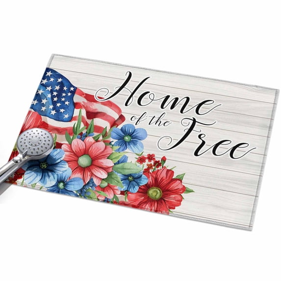 2x3ft Area Rug,USA Flag Red Blue Flower Washable Large Rugs Soft Non ...