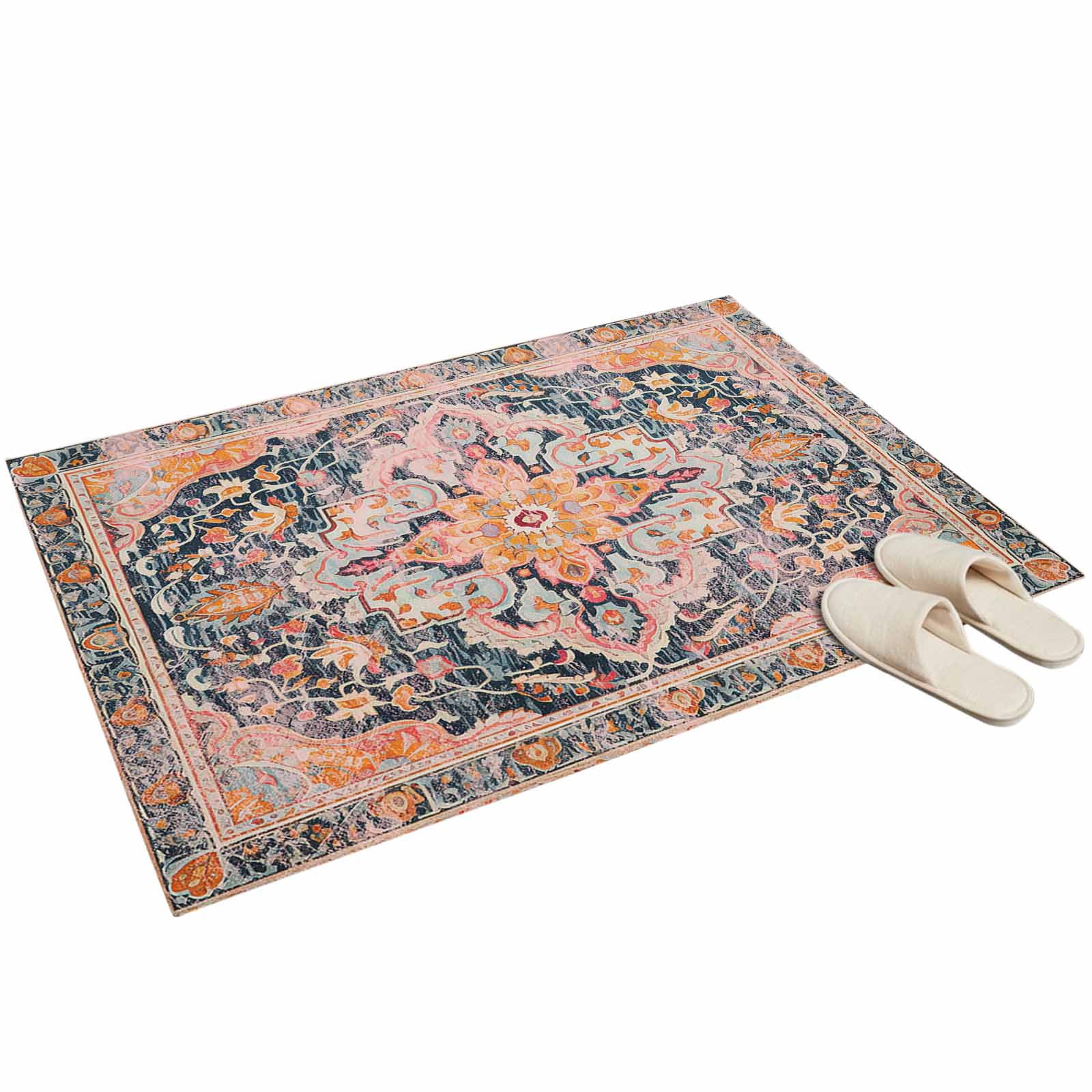 2x3ft Rectangle Rug,Medieval Retro Floral Texture Washable Area Rugs ...
