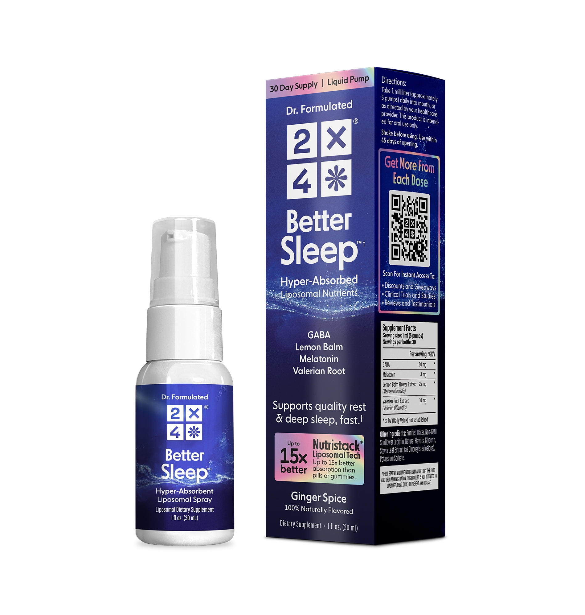 2x4 Better Sleep Liposomal Sleep Aid Liquid Supplement with Melatonin ...
