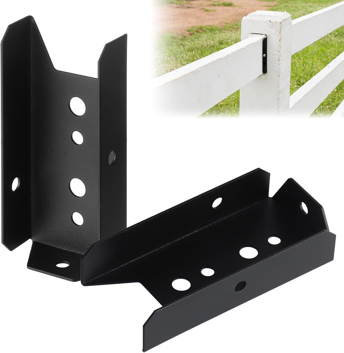 2x4 Fence Brackets for Wood Rail, 40 Pack Black Deck Railing Brackets ...