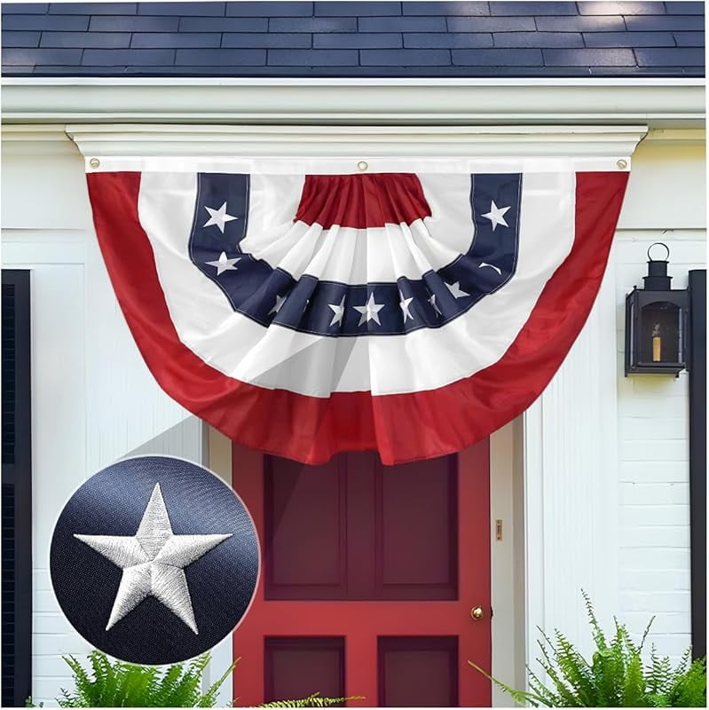 2x4 Ft American Pleated Fan Flag USA Bunting 4th of July Flags Decor ...
