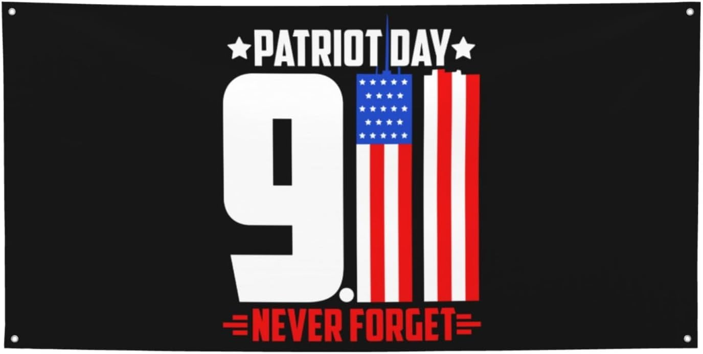 2x4 Ft Never Forget 911 Banner Flag 9/11 Memorial Day Flag Sign ...