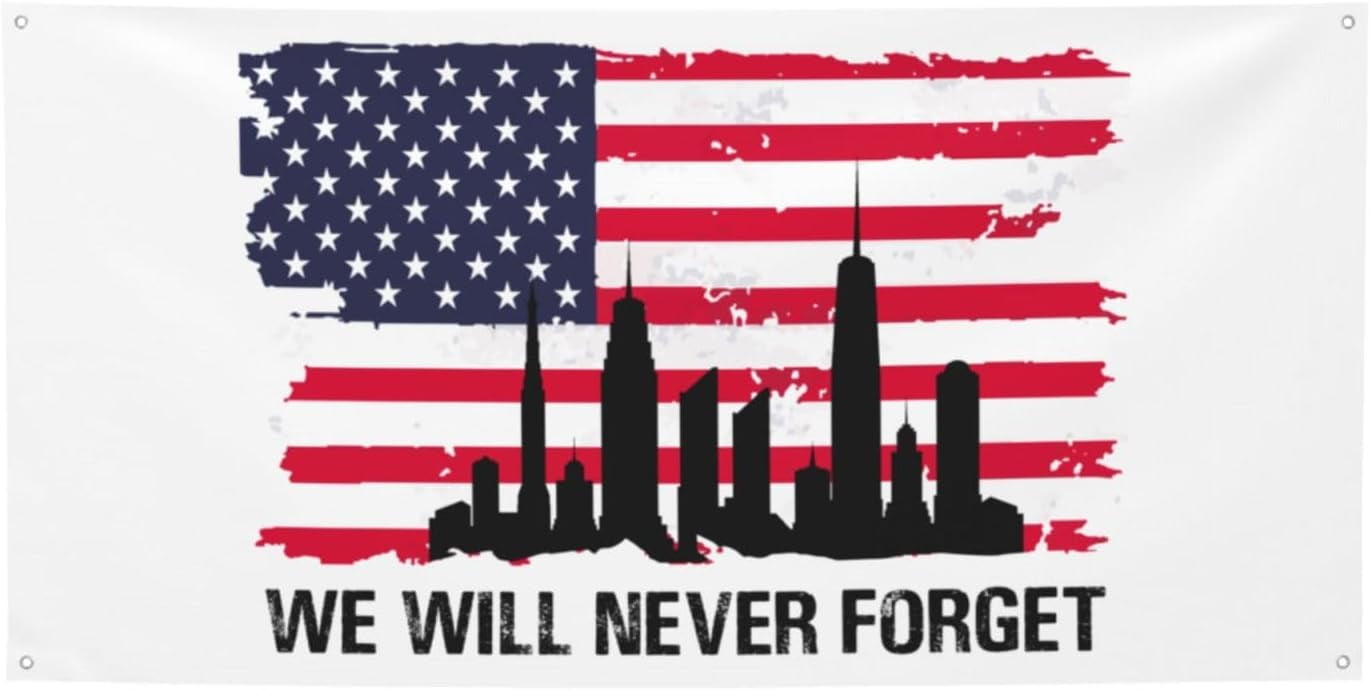 2x4 Ft Never Forget 911 Banner Flag 9/11 Memorial Day Flag Sign ...