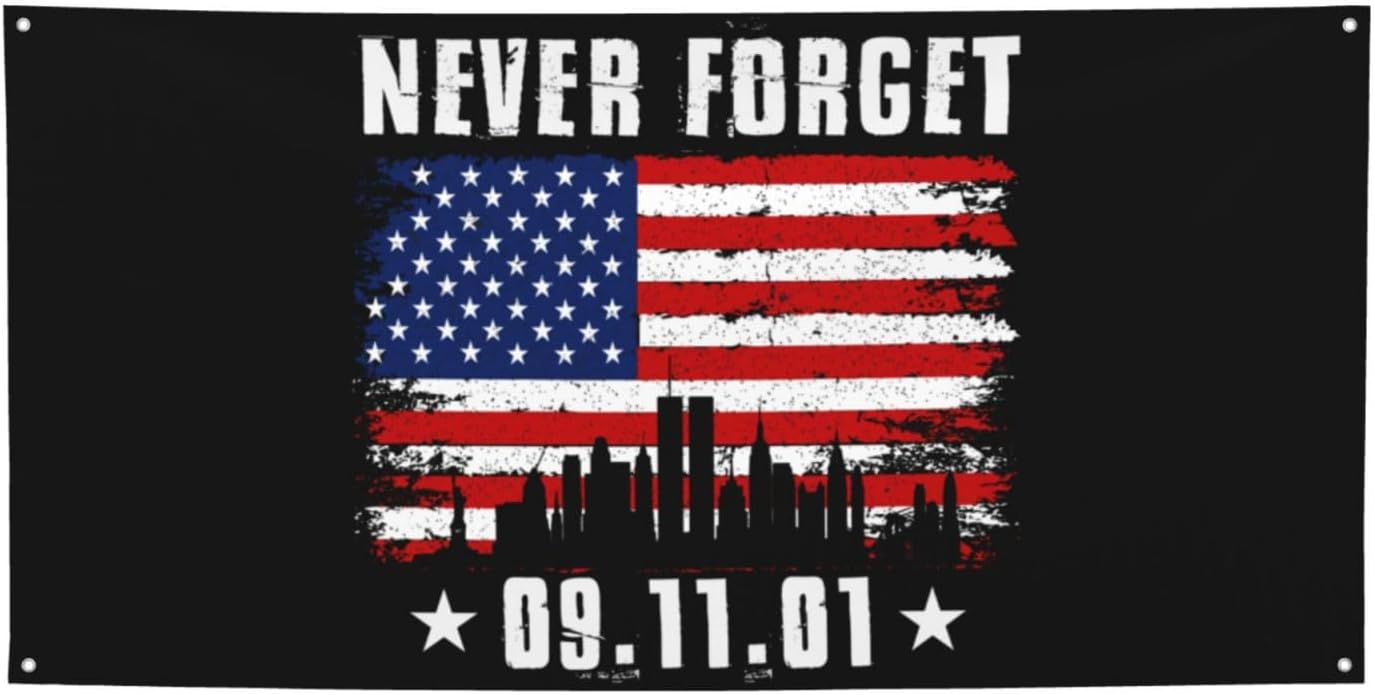 2x4 Ft Never Forget 911 Banner Flag 9/11 Memorial Day Flag Sign ...