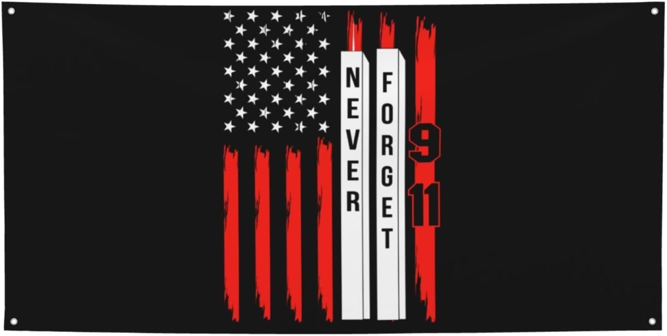 2x4 Ft Never Forget 911 Banner Flag 9/11 Memorial Day Flag Sign ...