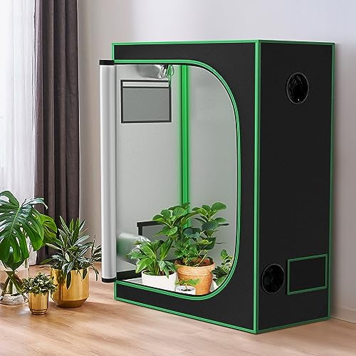 2x4 Grow Tent with Observation Window and Floor Tray, High Reflective ...