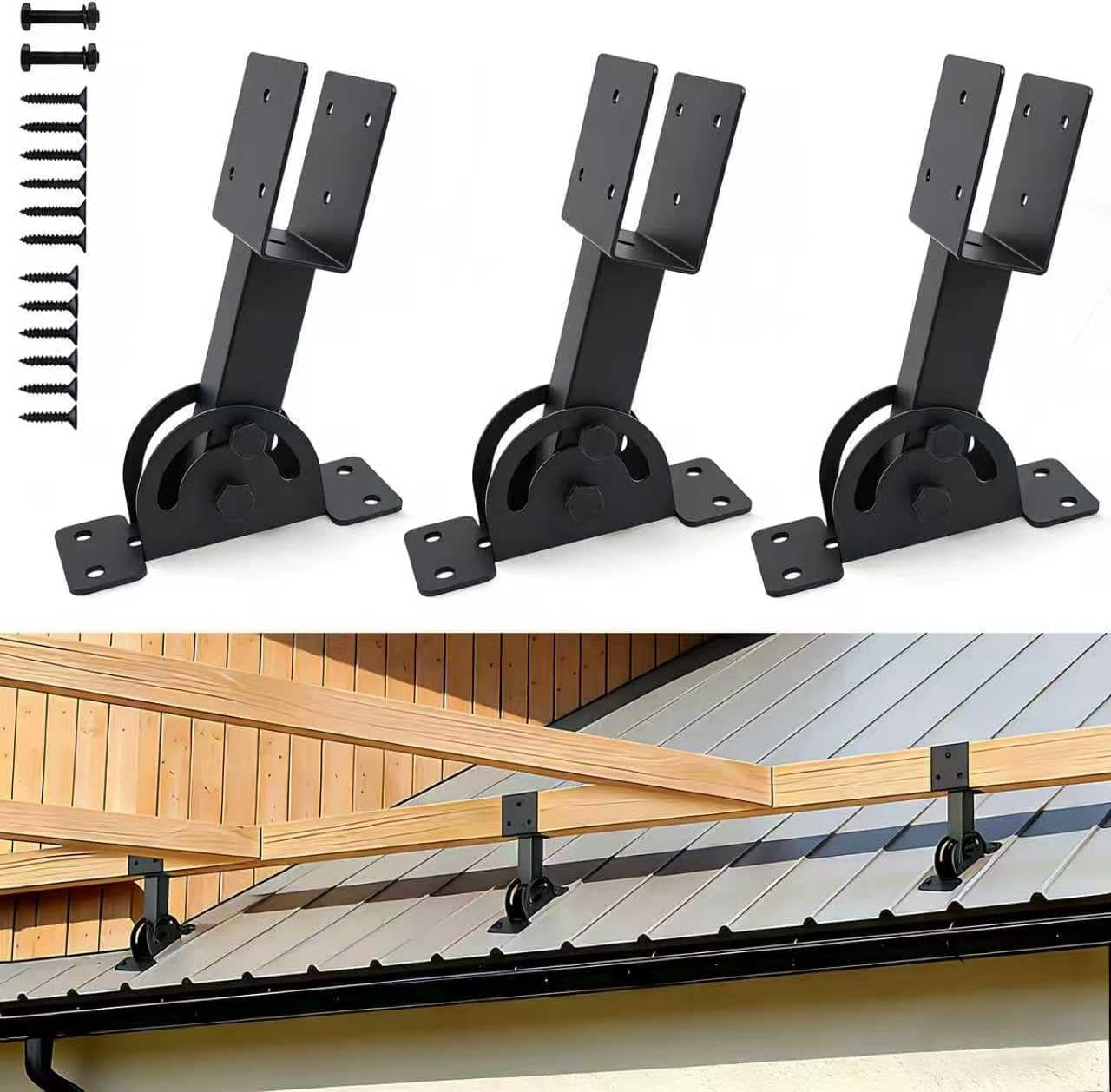 2x4 Heavy Duty Roof Riser Brackets Kit 3 Pcs, Adjustable Angle Pergola ...