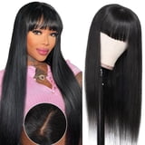 2x4 Human Hair Wig with Bangs - Premium Lace Closure Wig for Natural ...