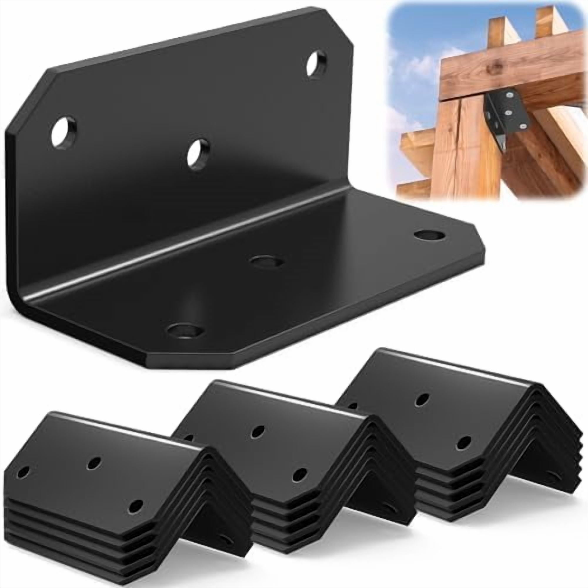 2x4 Inch Galvanized L Bracket，(15pcs) Duty Heavy Steel Corner Brace for ...