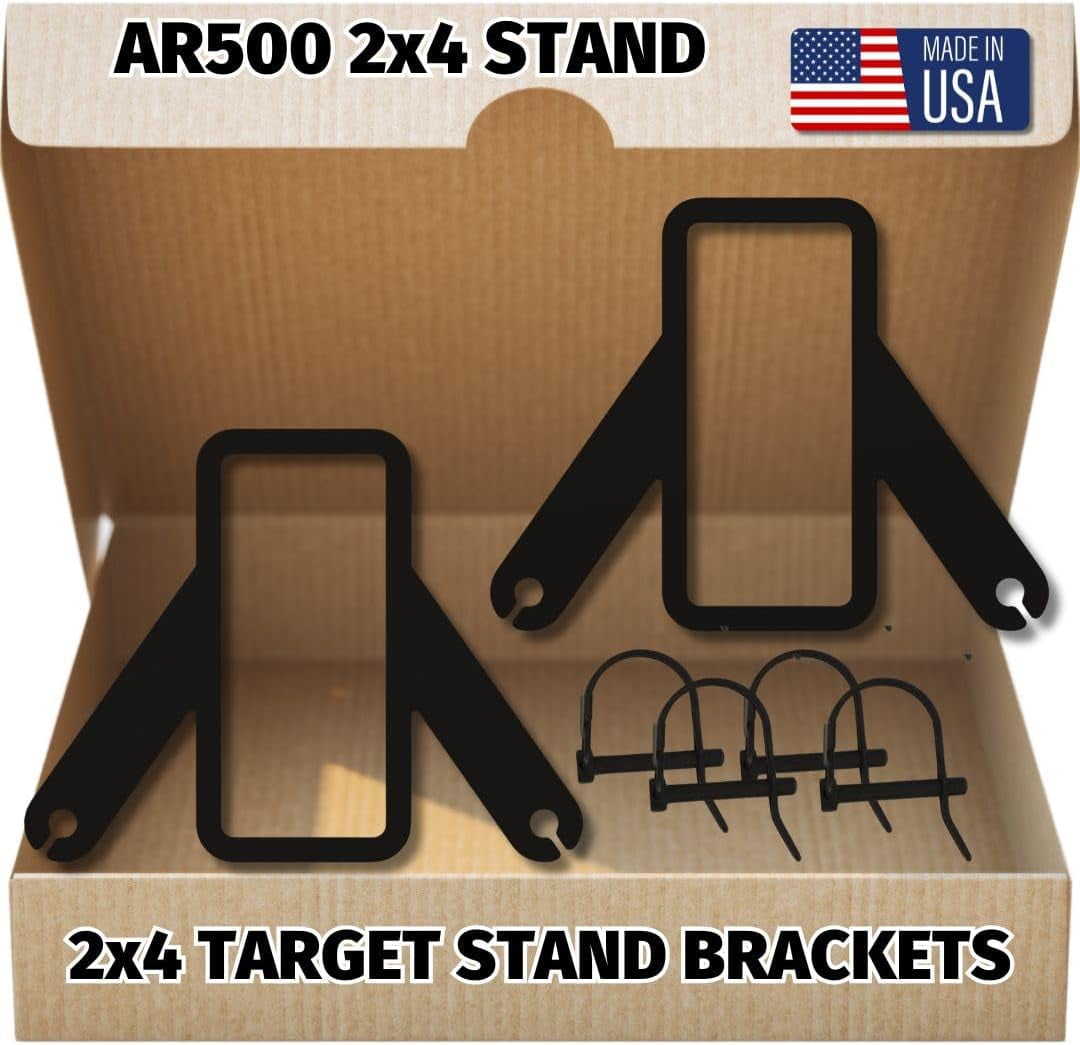 2x4 Target Stand Brackets - Fold for Storage - Zinc Plated AR500 Steel ...