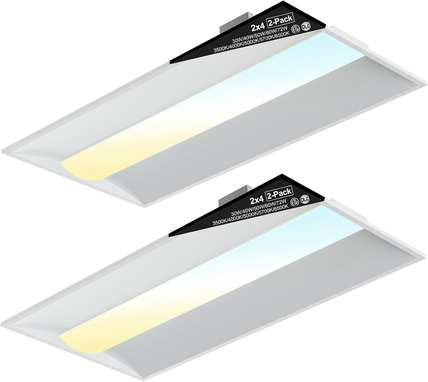 2x4 Troffer Panel Light, -Lit Center Basket, 2-, 5W & 5CCT Selectable ...