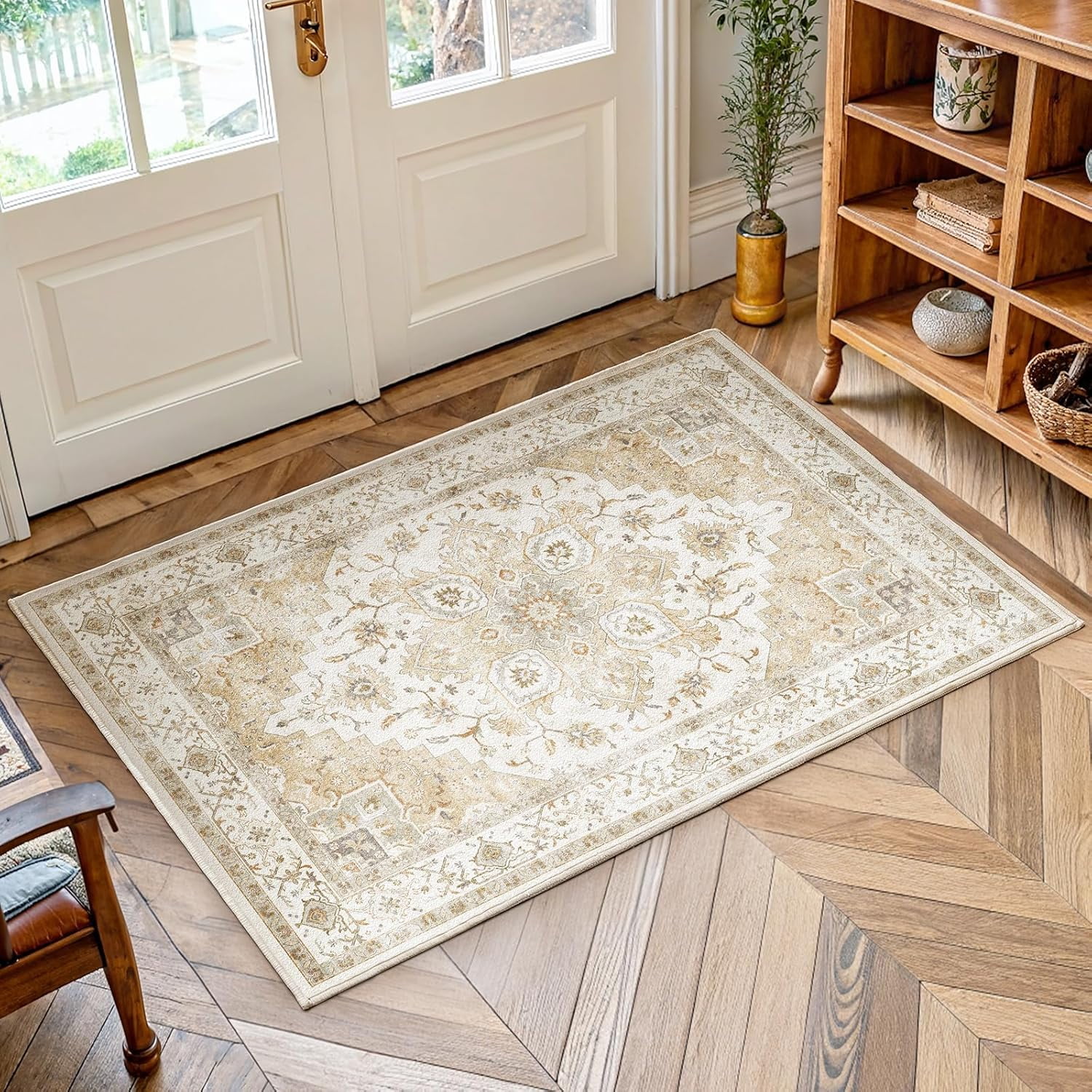 2x4 Washable Area Rug, Low-Profile Entryway Rug with Non-Slip Backing ...