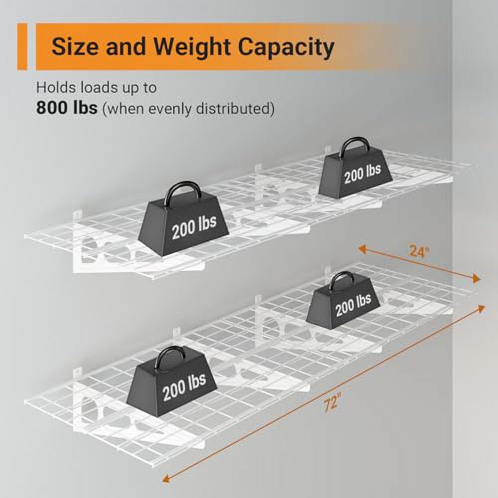 2x4 ft Garage Shelving, 2-Pack Wall-Mounted Shelves for Garage, Kitchen ...