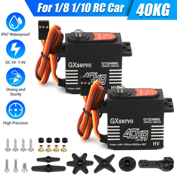2x40KG Waterproof Metal Gear Digital Servo High Torque Speed for 1/8 1/ ...