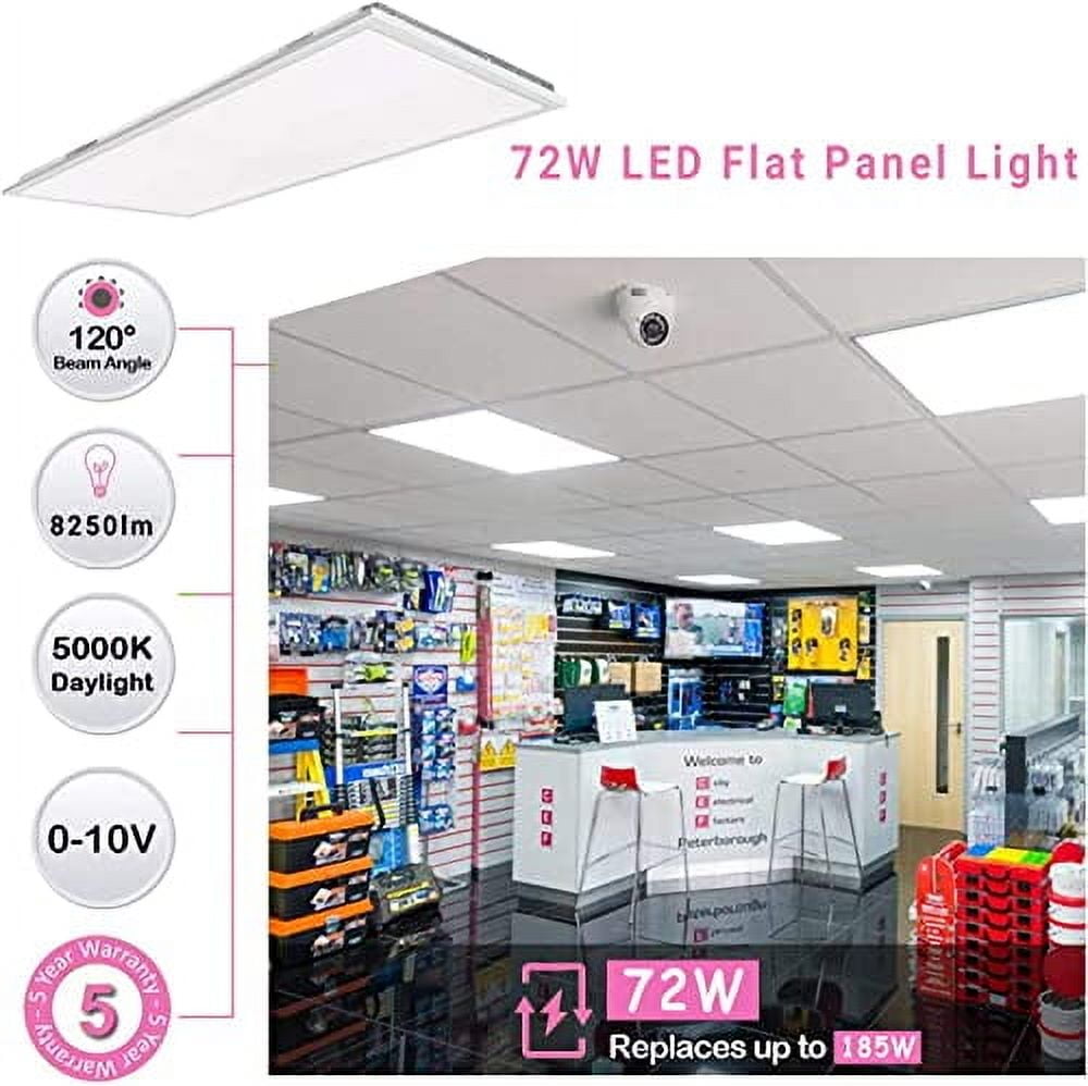 2x4FT LED Light Flat Panel, 72W, 5000K, Dimmable Recessed Drop Ceiling ...