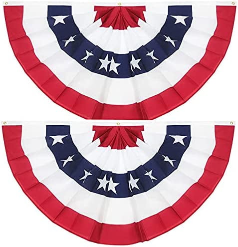 2x4FT Pleated Fan Flag 2 Pack Patriotic American Bunting Flags for 4th ...