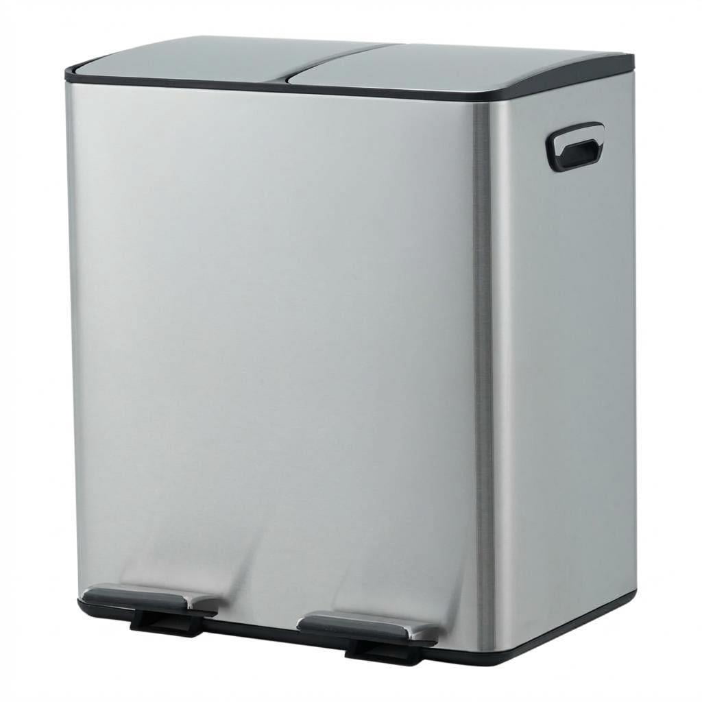 2x5.3 Gallon (40L) Dual Compartment Stainless Steel Kitchen Trash Can ...
