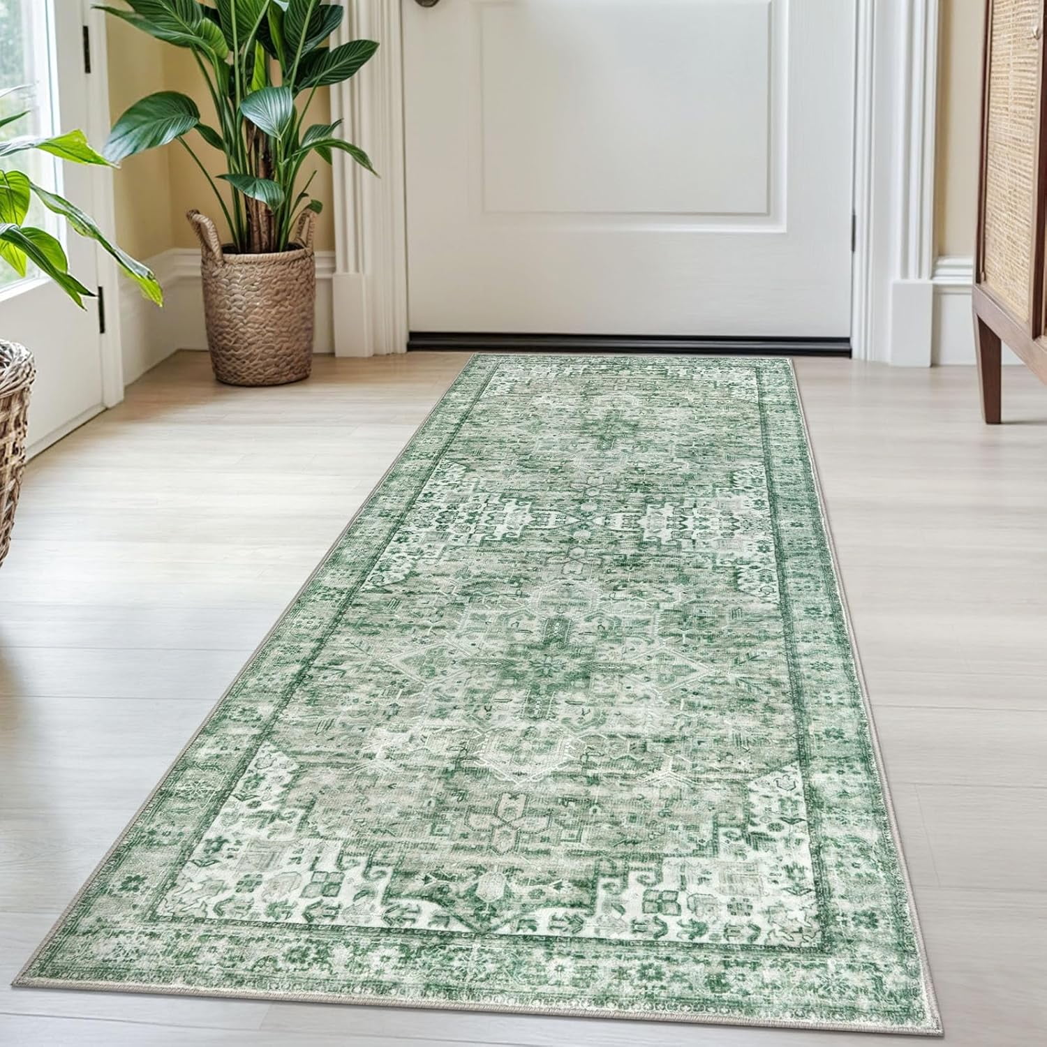 2x5 Bright Lime Green Runner Rug for Hallways, Non-Slip Printed ...