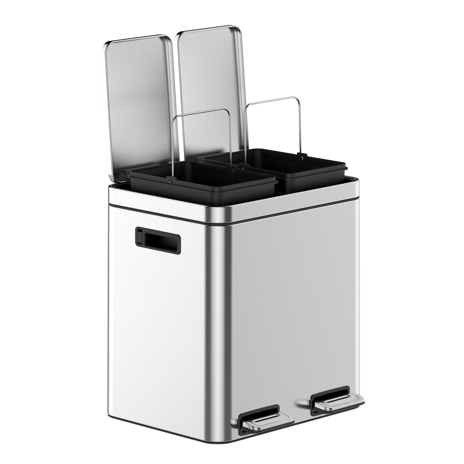 30L/8Gallon Kitchen Trash Can, Dual Classified Compartment Rubbish Bin ...