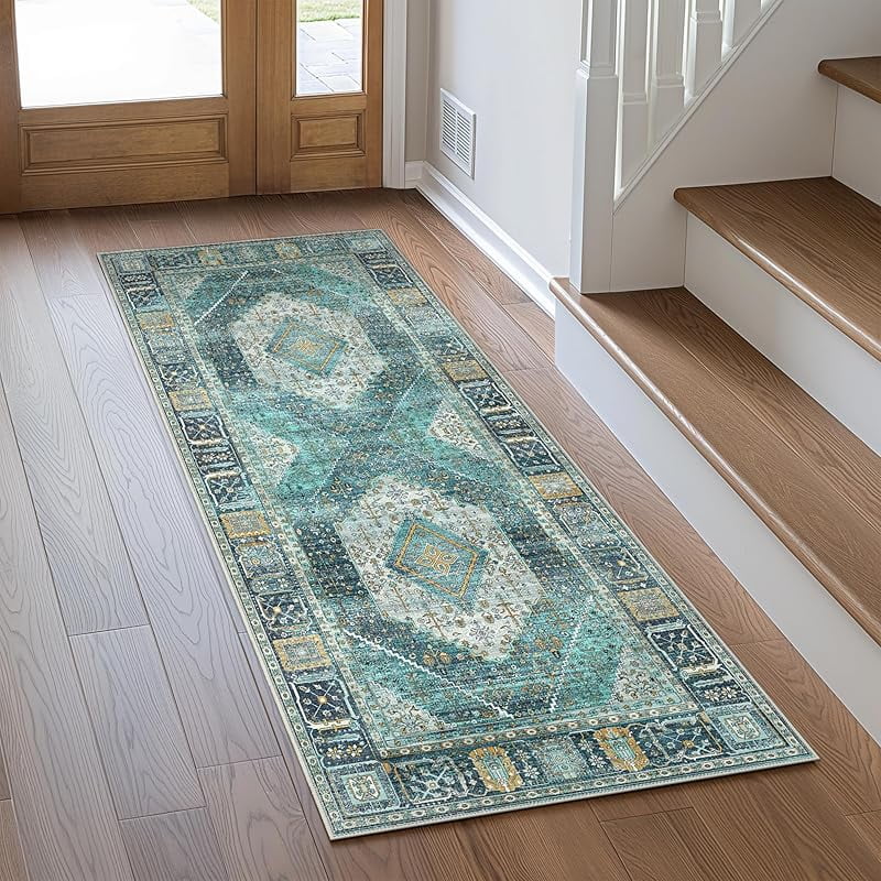 2x5 Hallway Runner Rug, Machine Washable Boho Vintage Runners Non Slip ...