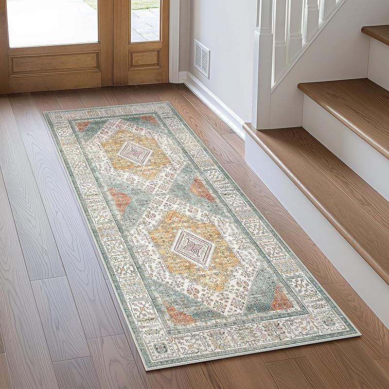 2x5 Hallway Runner Rug, Machine Washable Boho Vintage Runners Non Slip ...