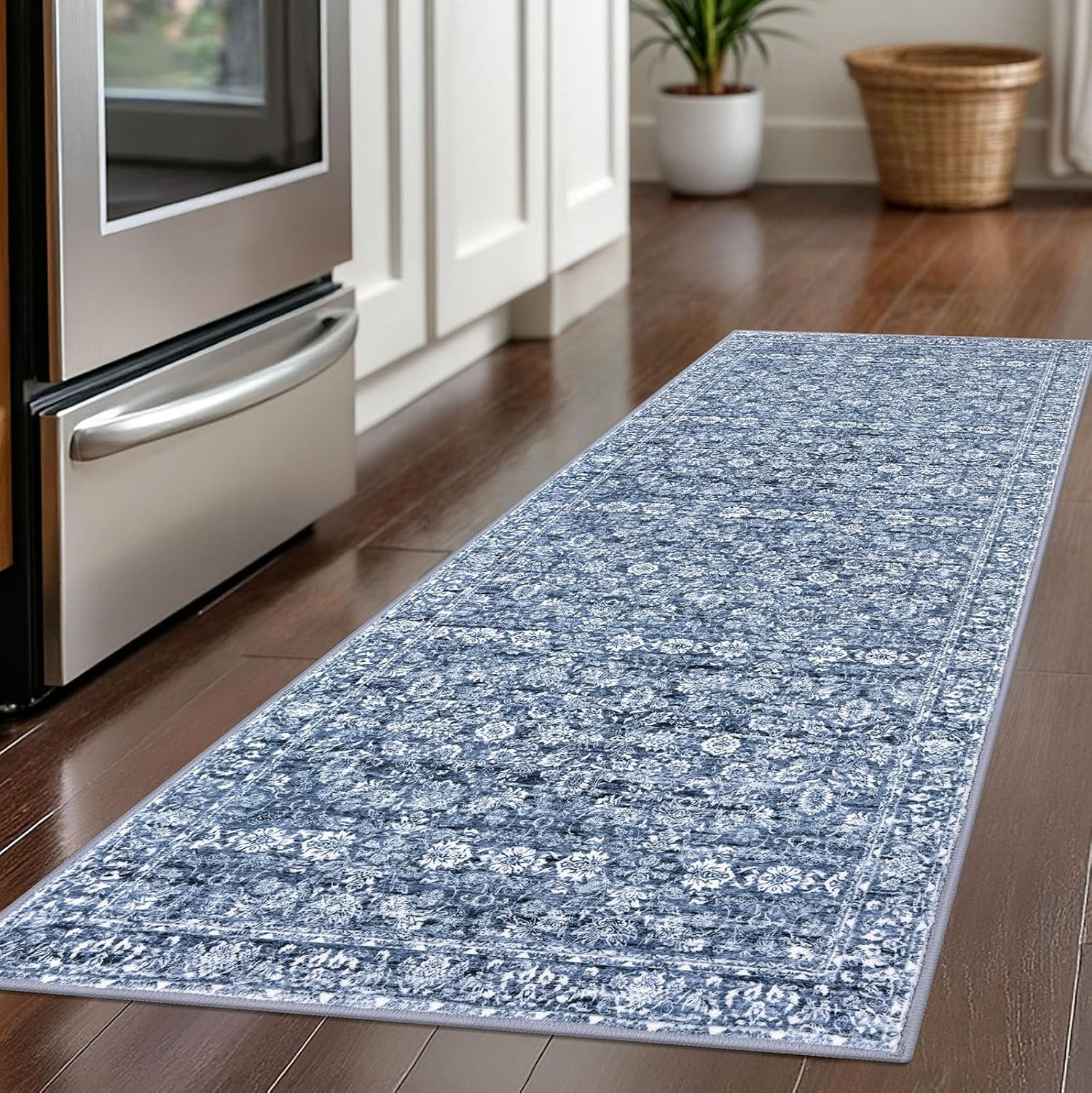 2x5 Washable Small Area Rug for Entryway, Blue Soft Non-Slip Indoor ...