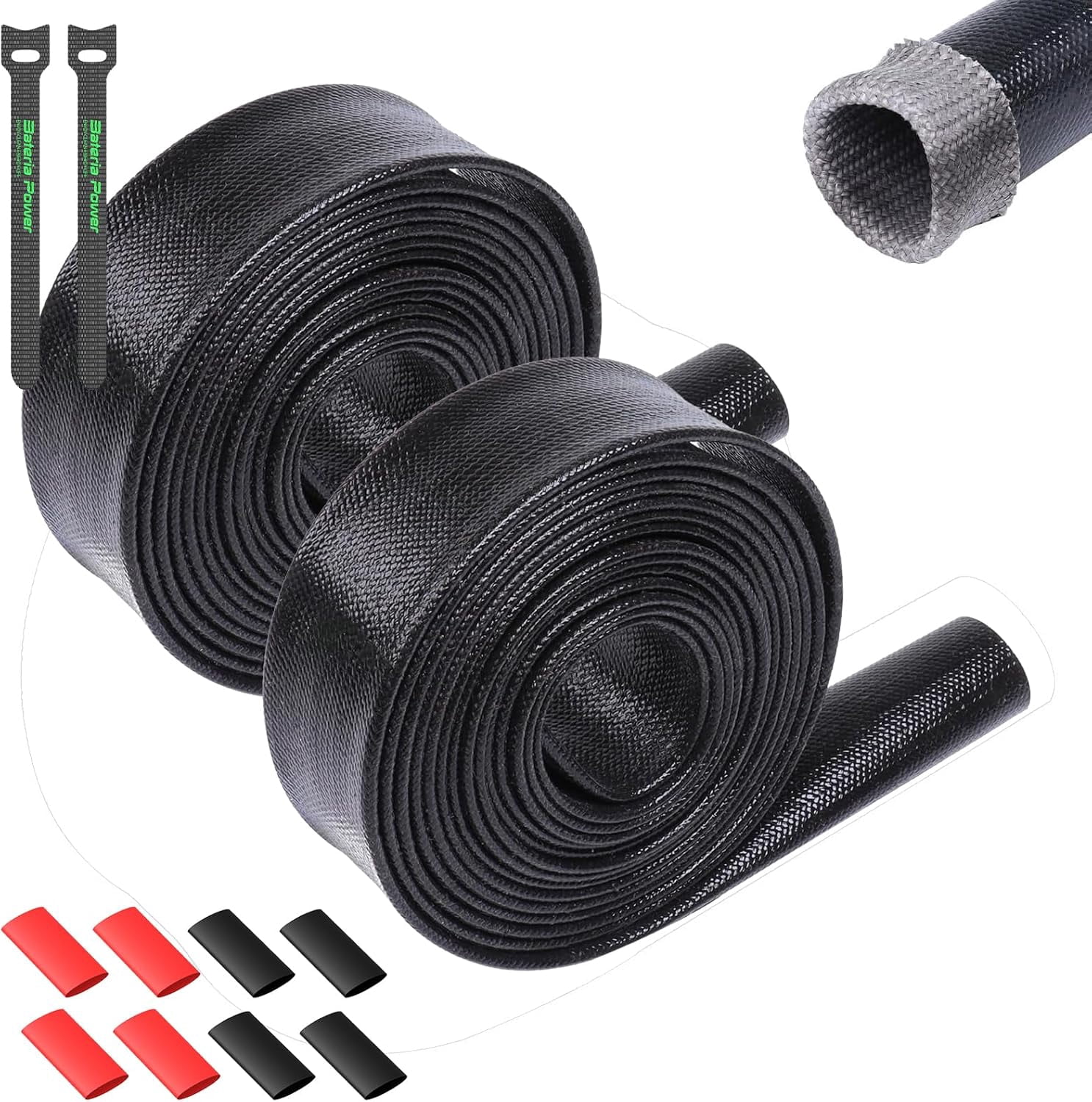 2x50FT Solar Extension Cable Sleeves, 1/2" ID Silicone Fiberglass Heat ...