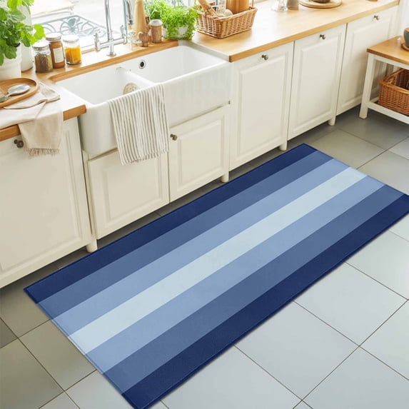 2x6 Blue Runner Rug for Hallway, Washable Non Slip Low Pile Soft Indoor ...