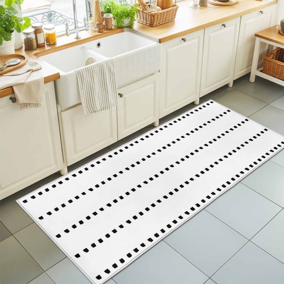 2x6 Boho Black White Runner Rug for Hallway, Washable Non Slip Low Pile ...