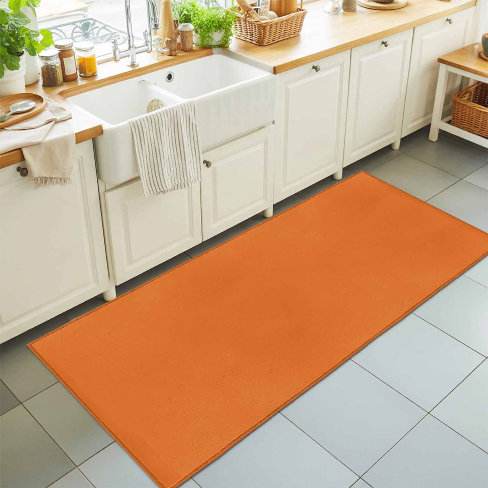 2x6 Bright Orange Runner Rug for Hallway, Washable Non Slip Low Pile ...