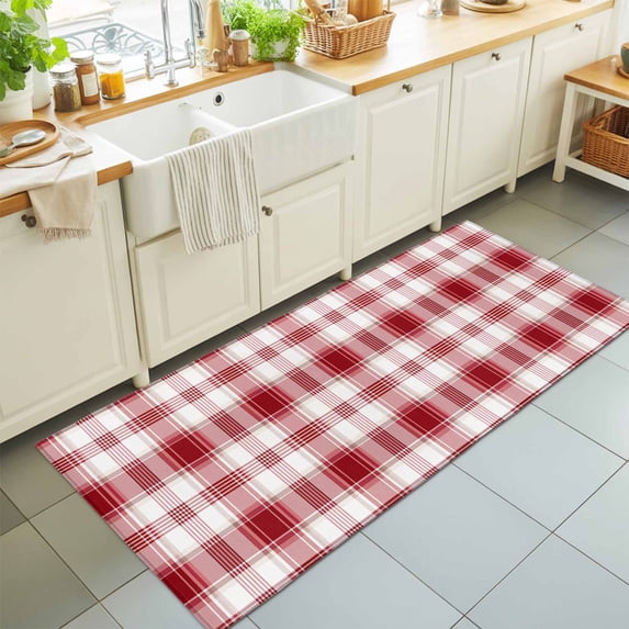 2x6 Check Plaid Runner Rug for Hallway, Washable Non Slip Low Pile Soft ...