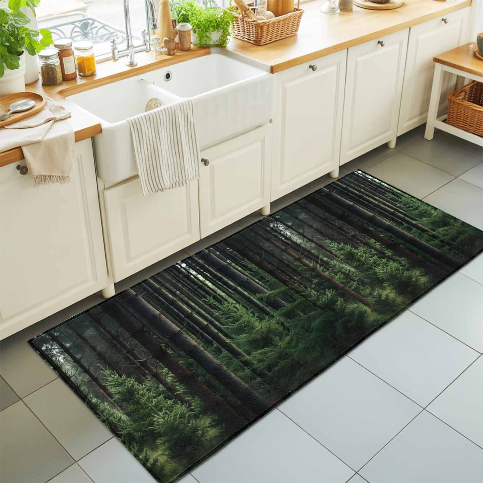 2x6 Forest Branch Leaves Runner Rug for Hallway, Washable Non Slip Low ...