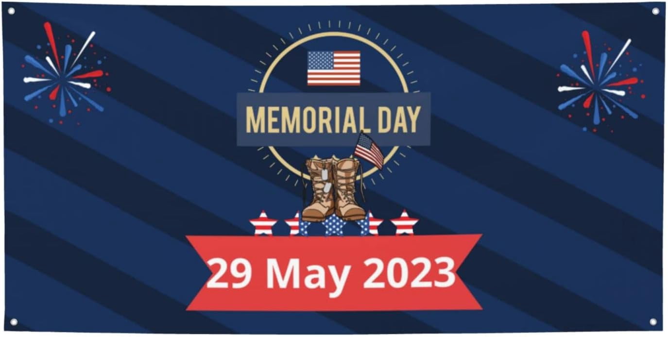 2x6 Ft Happy Memorial Day Banner Flags Memorial Day Decorations Decor ...