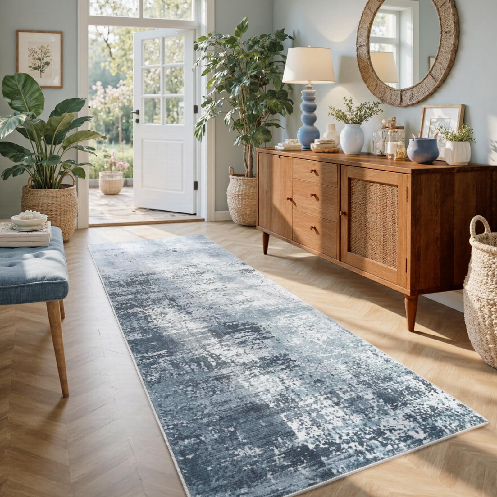 2x6 Ft Washable Runner Rug Non-slip Low Pile Hallway Kitchen Area Soft ...