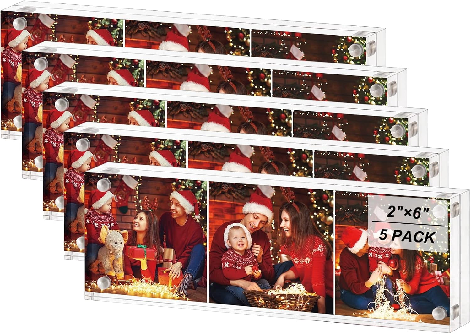 2x6 Inches Acrylic Picture Frames - 5 Pack, Clear Frameless 2x6 Photo ...