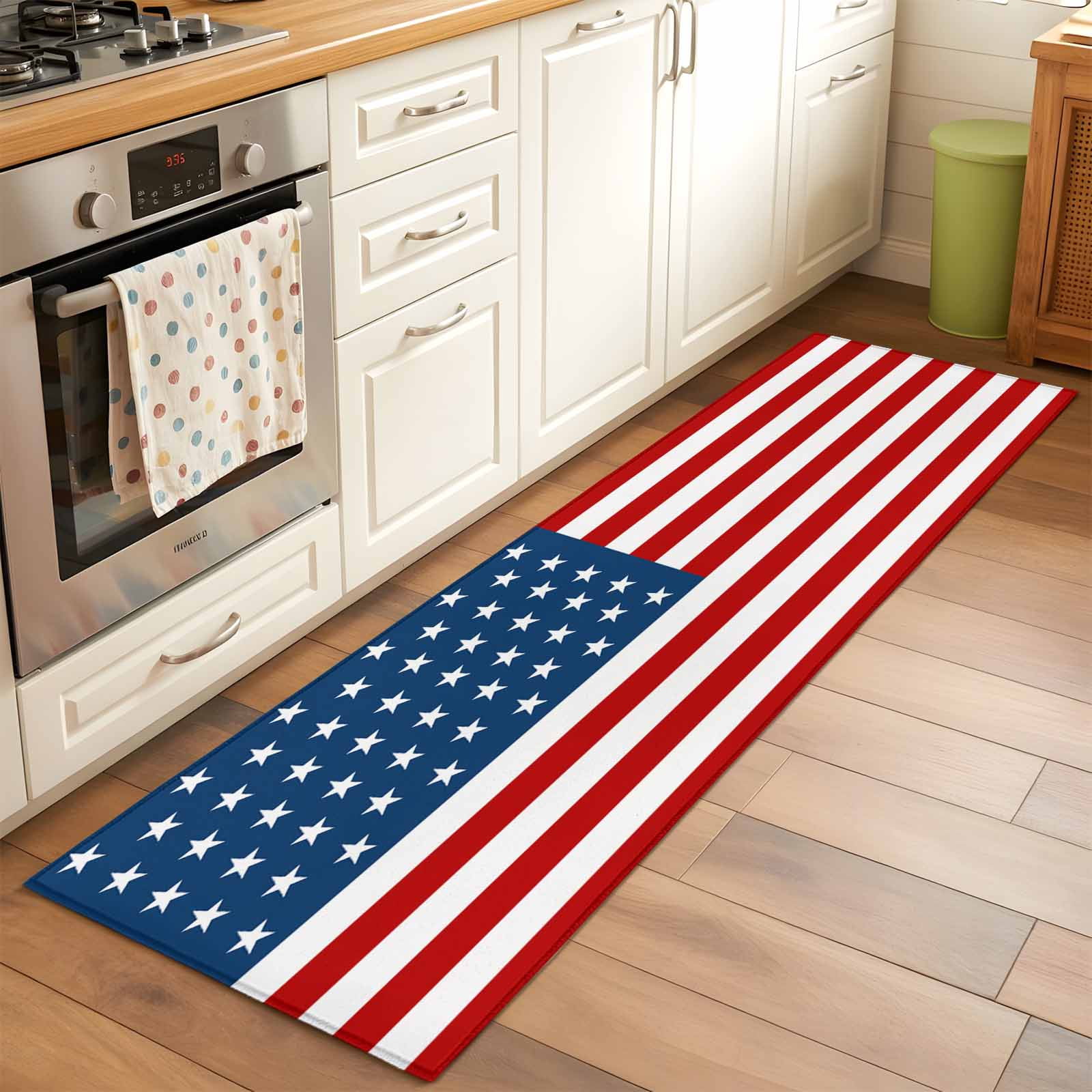 2x6 Kitchen Runner Rug, American Flag Non-Skid Rubber Backing Large ...