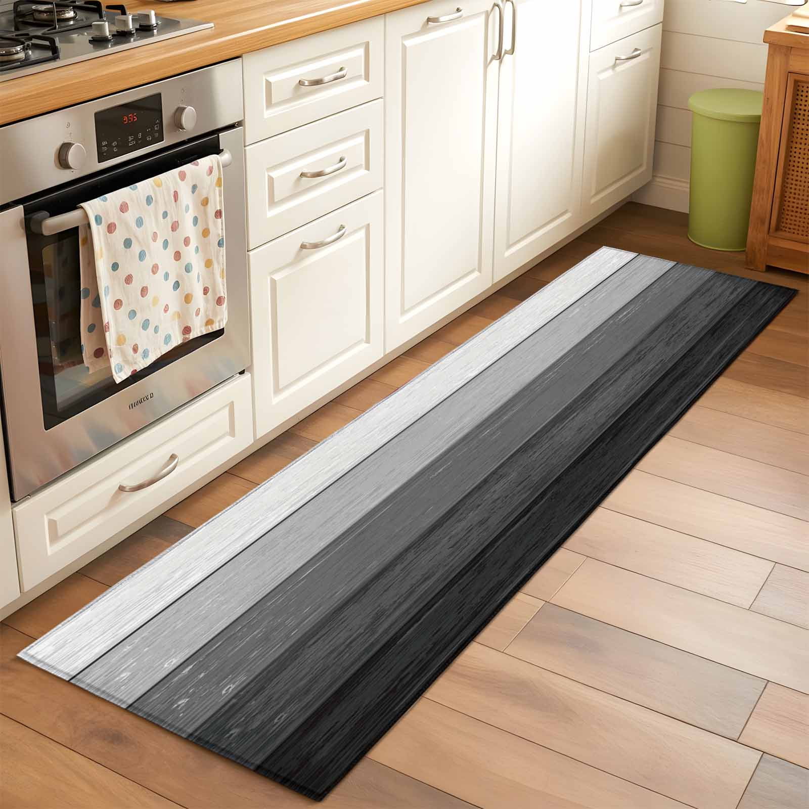 2x6 Kitchen Runner Rug, Black Grey Ombre Non-Skid Rubber Backing Large Rectangle Rugs - Living ...