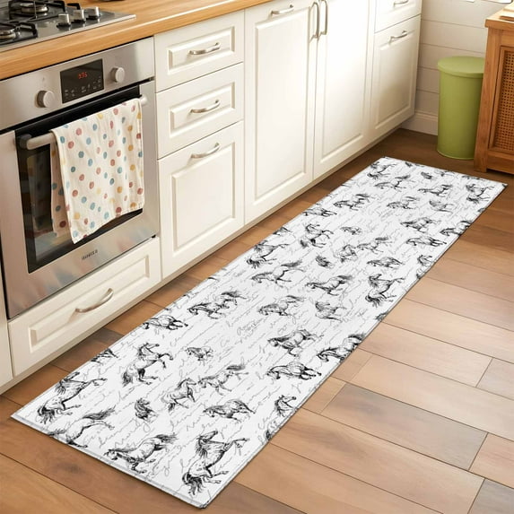 2x6 Kitchen Runner Rug, Black Horse Non-Skid Rubber Backing Large ...