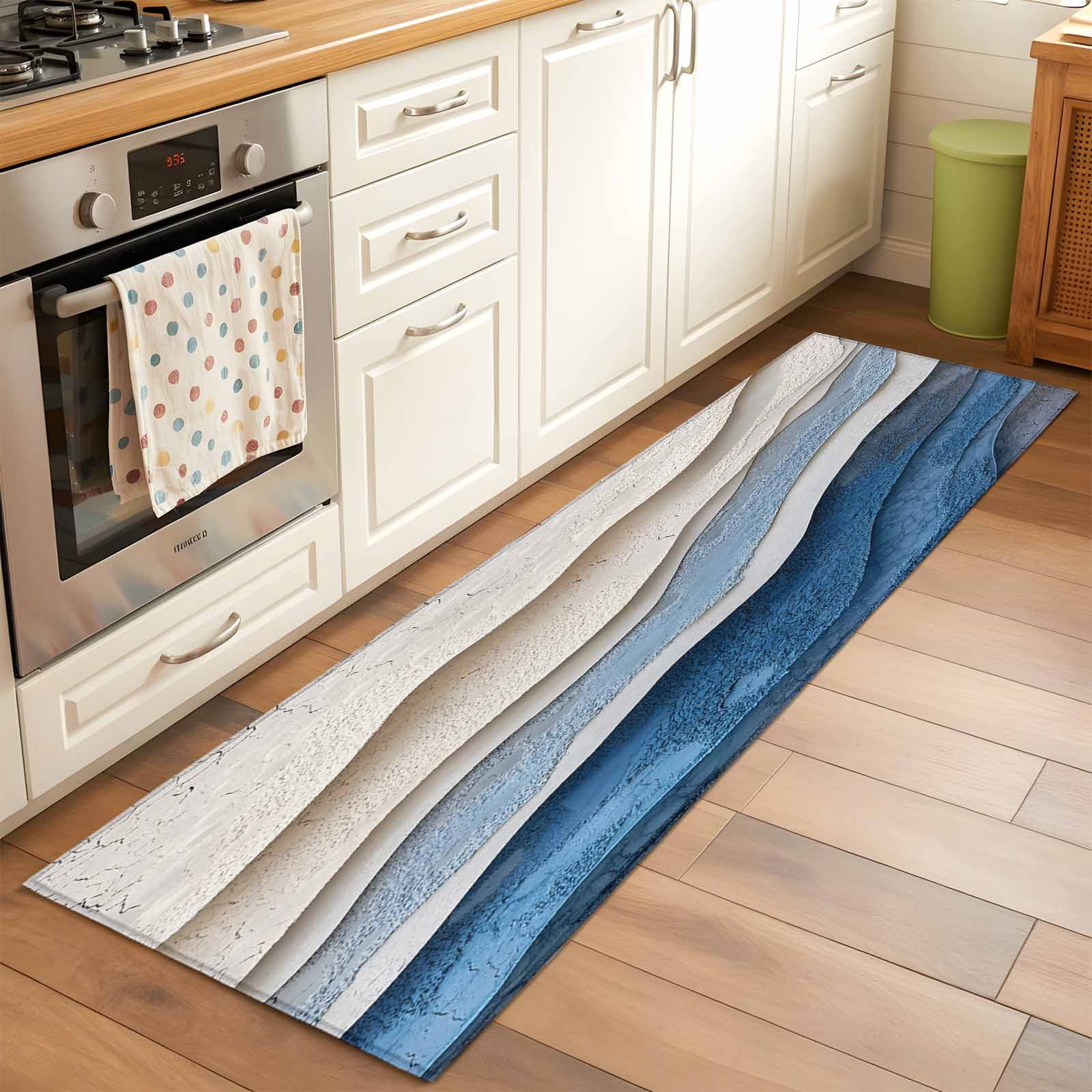 2x6 Kitchen Runner Rug, Blue Ombre Non-Skid Rubber Backing Large ...