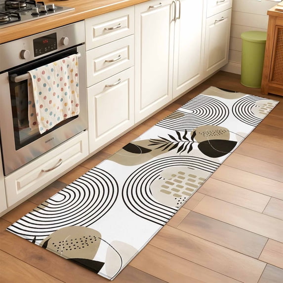 2x6 Kitchen Runner Rug, Brown Boho Geometric Non-Skid Rubber Backing ...