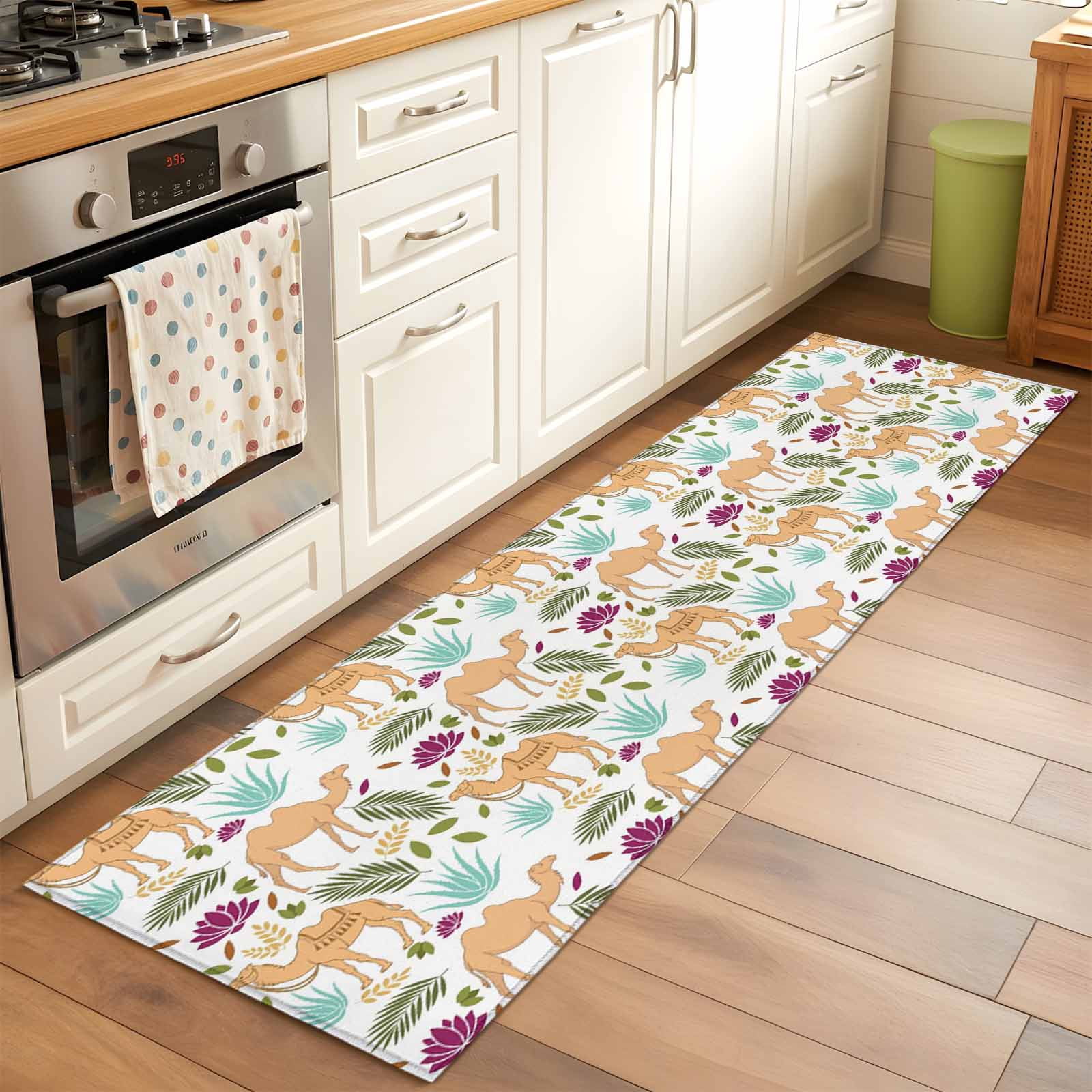 2x6 Kitchen Runner Rug, Brown Camels Non-Skid Rubber Backing Large ...