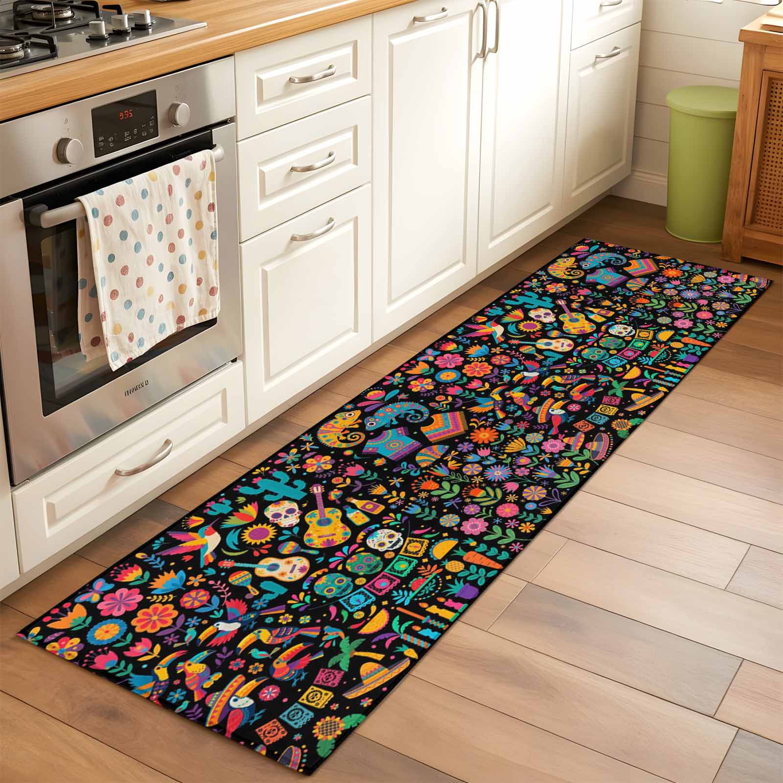 2x6 Kitchen Runner Rug, Colorful Cartoon Non-Skid Rubber Backing Large ...