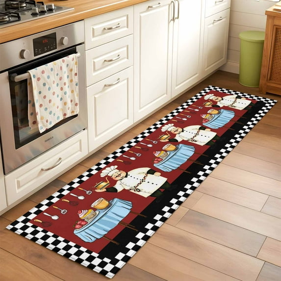 2x6 Kitchen Runner Rug, Fat Chef Non-Skid Rubber Backing Large ...