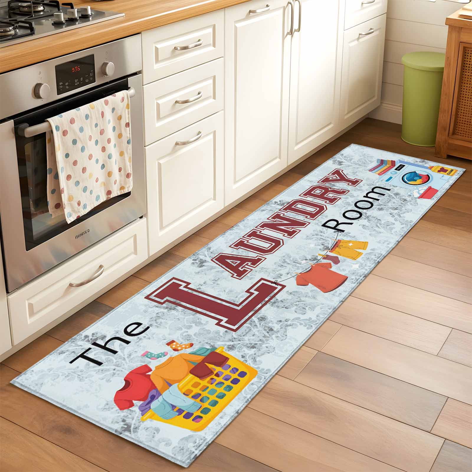 2x6 Kitchen Runner Rug, Laundry Room Non-Skid Rubber Backing Large ...