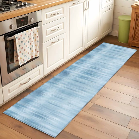2x6 Kitchen Runner Rug, Light Blue Non-Skid Rubber Backing Large ...