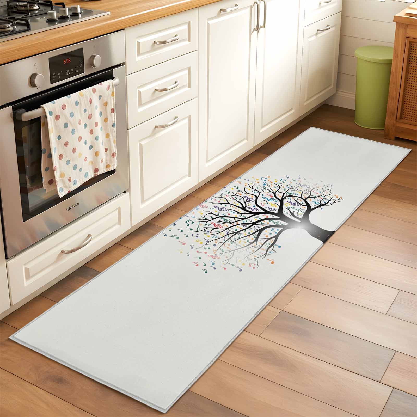 2x6 Kitchen Runner Rug, Music Tree Non-Skid Rubber Backing Large ...