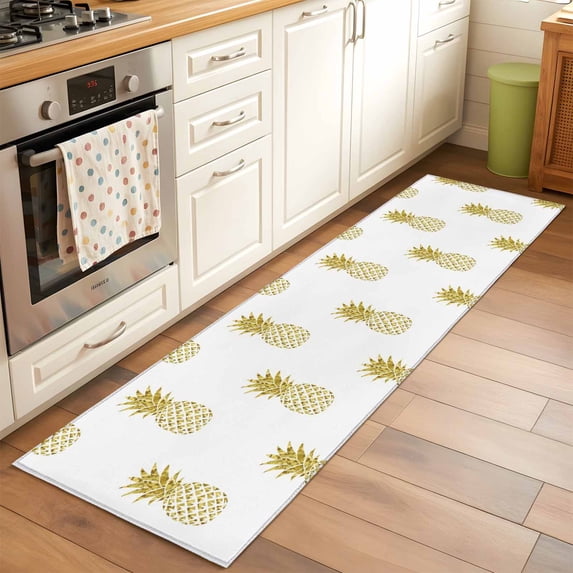2x6 Kitchen Runner Rug, Pineapple Non-Skid Rubber Backing Large ...