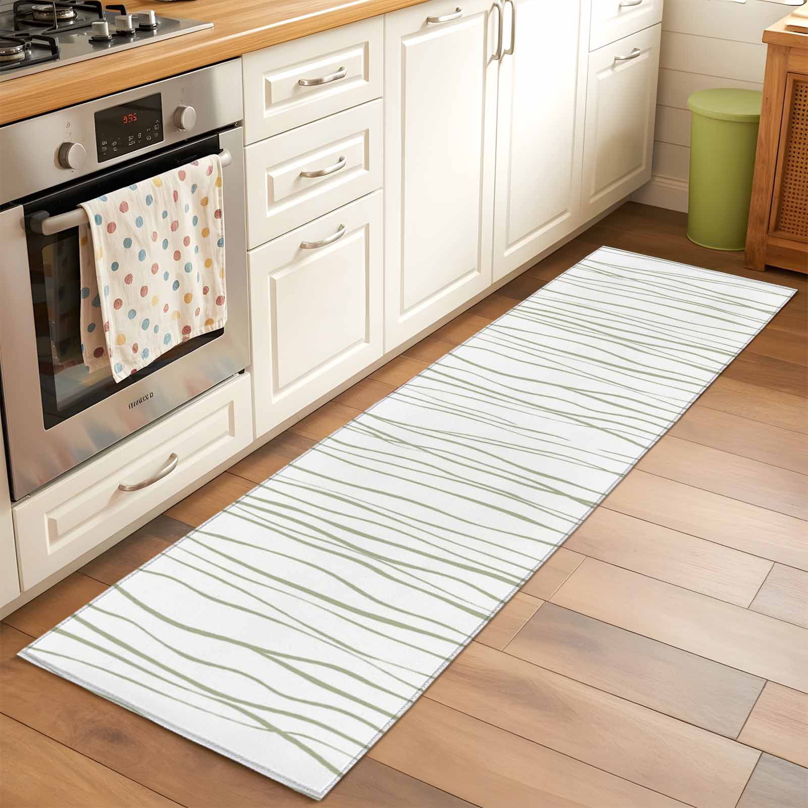 2x6 Kitchen Runner Rug, Sage Green Non-Skid Rubber Backing Large ...