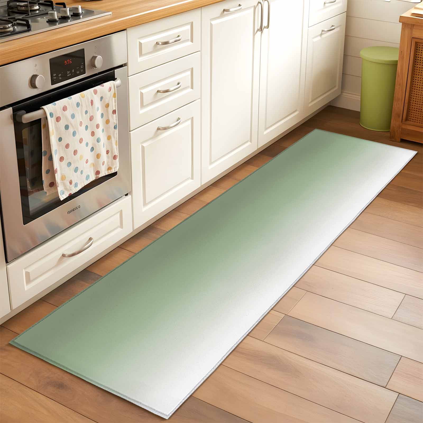 2x6 Kitchen Runner Rug, Sage Green Non-Skid Rubber Backing Large ...