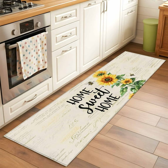 2x6 Kitchen Runner Rug, Sunflower Non-Skid Rubber Backing Large ...